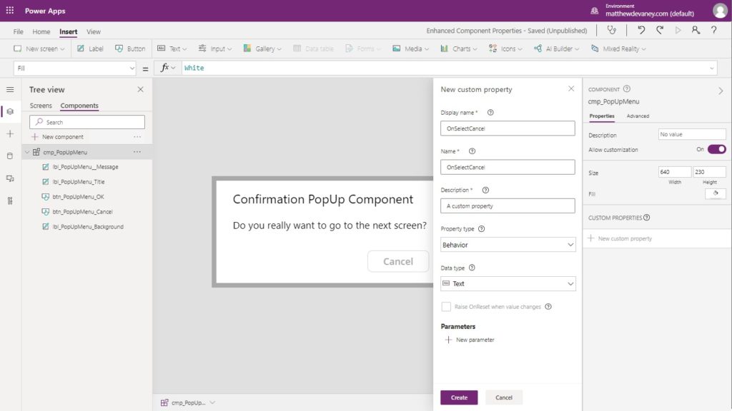 Power Apps Component With An Onselect Property Matthew Devaney
