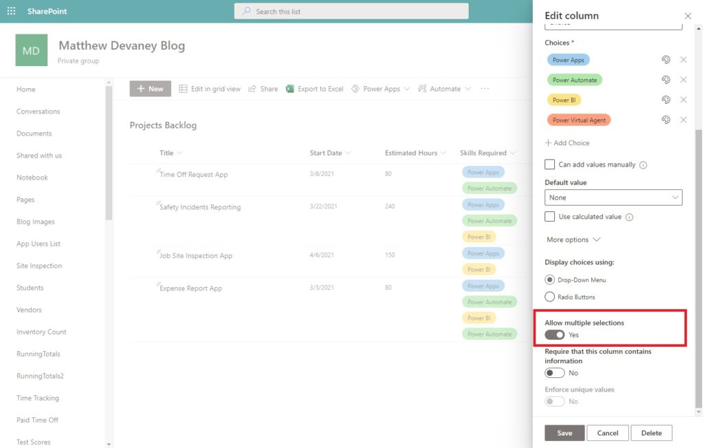 Power Apps Multiple Selection Checkbox Matthew Devaney