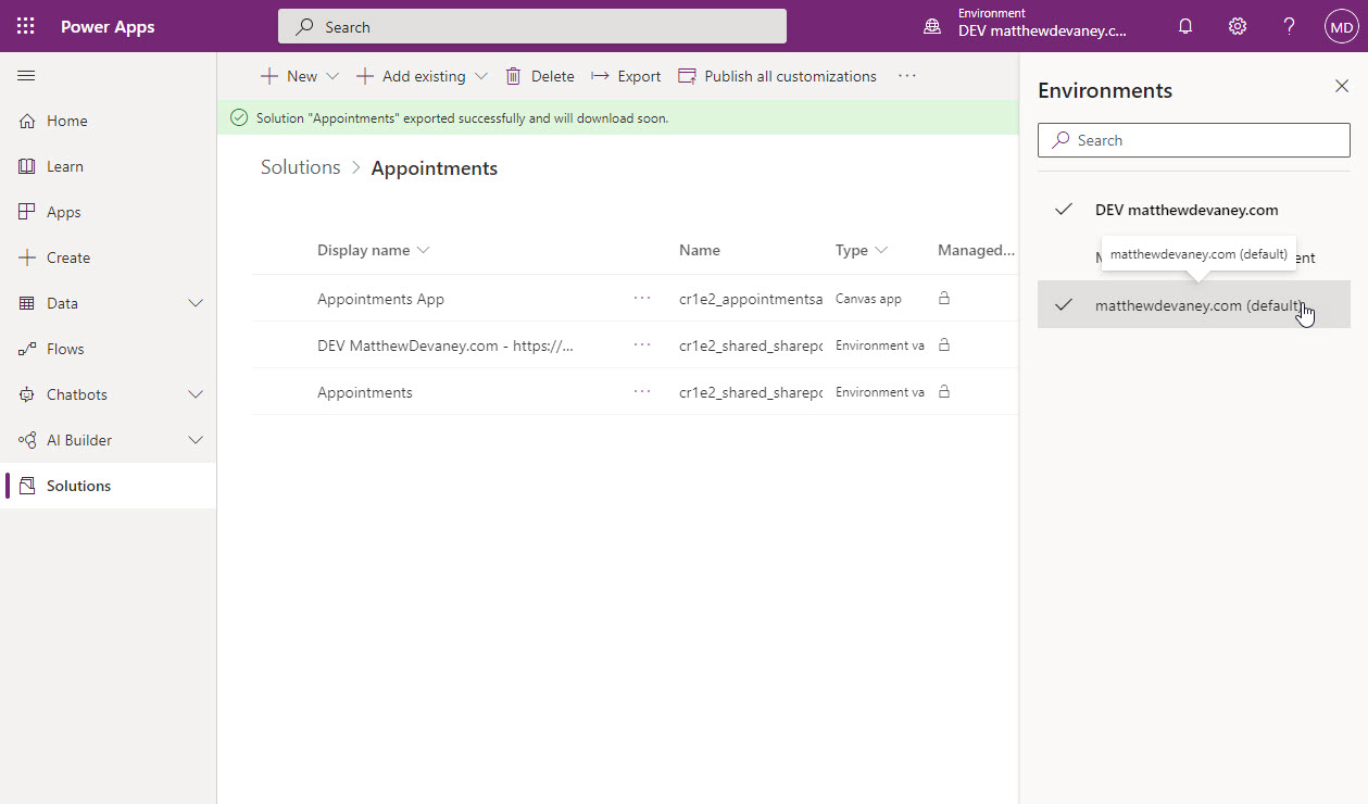 Simplify Importing And Exporting Power Apps With Datasource Environment Variables 