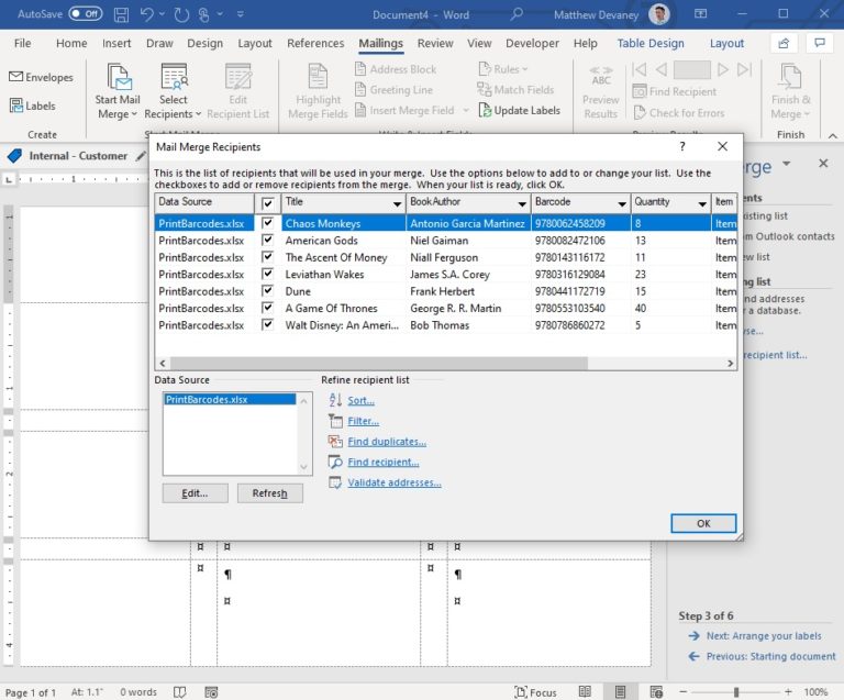 Print Barcodes From A SharePoint List - Matthew Devaney