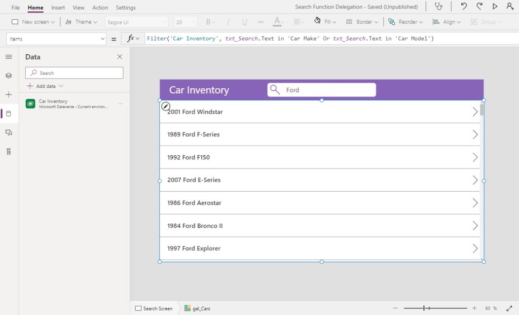 Power Apps Search Function Delegation Warning Workarounds