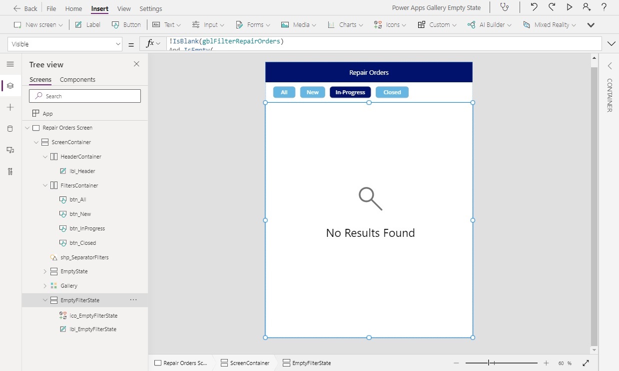 Show Message If A Power Apps Gallery Is Empty Matthew Devaney