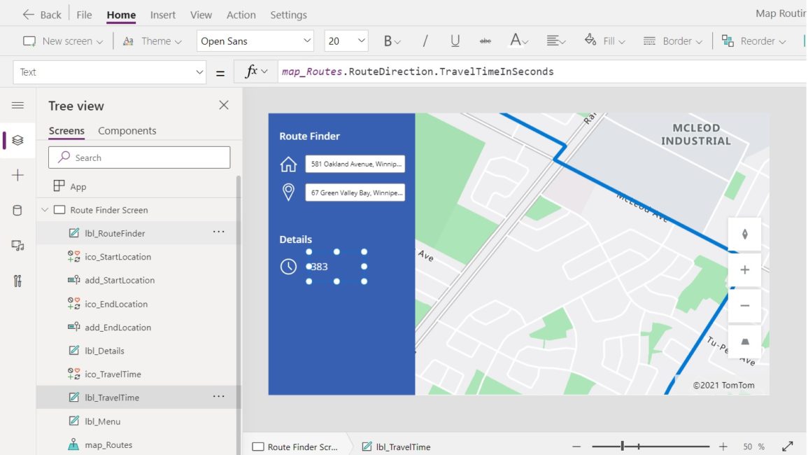Show A Route On A Power Apps Map