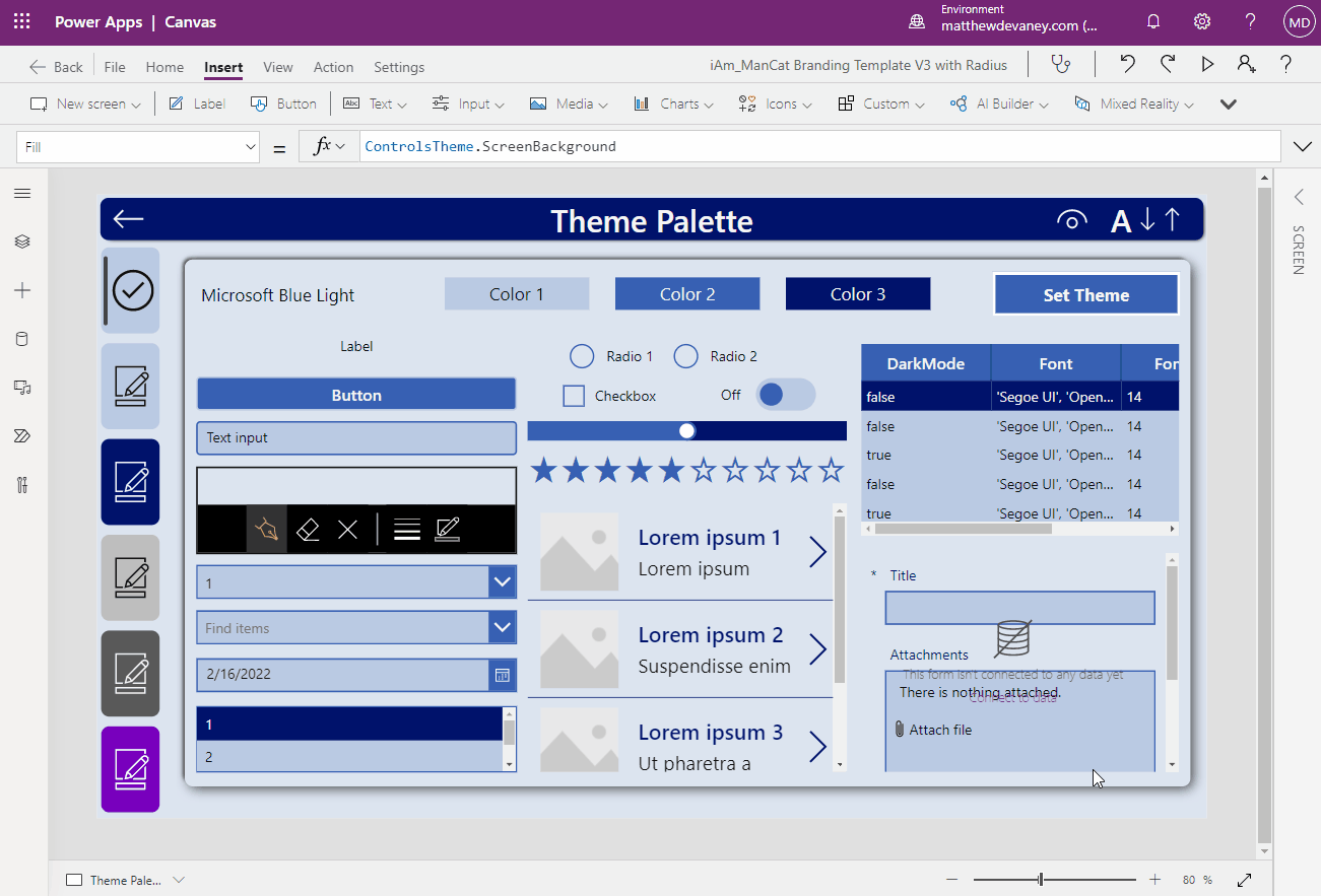 Create A Power Apps Custom Theme - Colors, Fonts, Icons & Controls