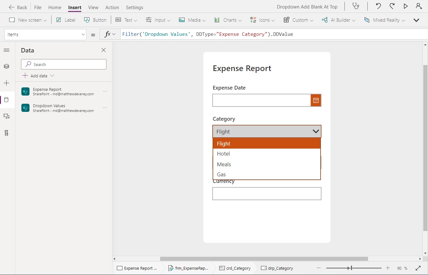 How To Add A Blank Value To A Dropdown List In Power Apps