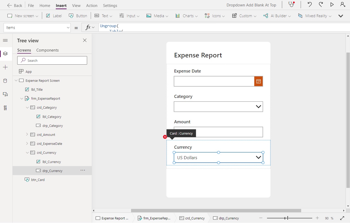 How To Add A Blank Value To A Dropdown List In Power Apps