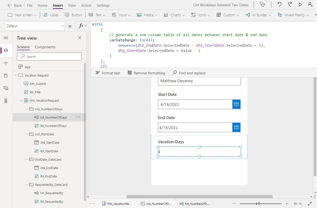 Power Apps Calculate Business Days Excluding Weekends & Holidays