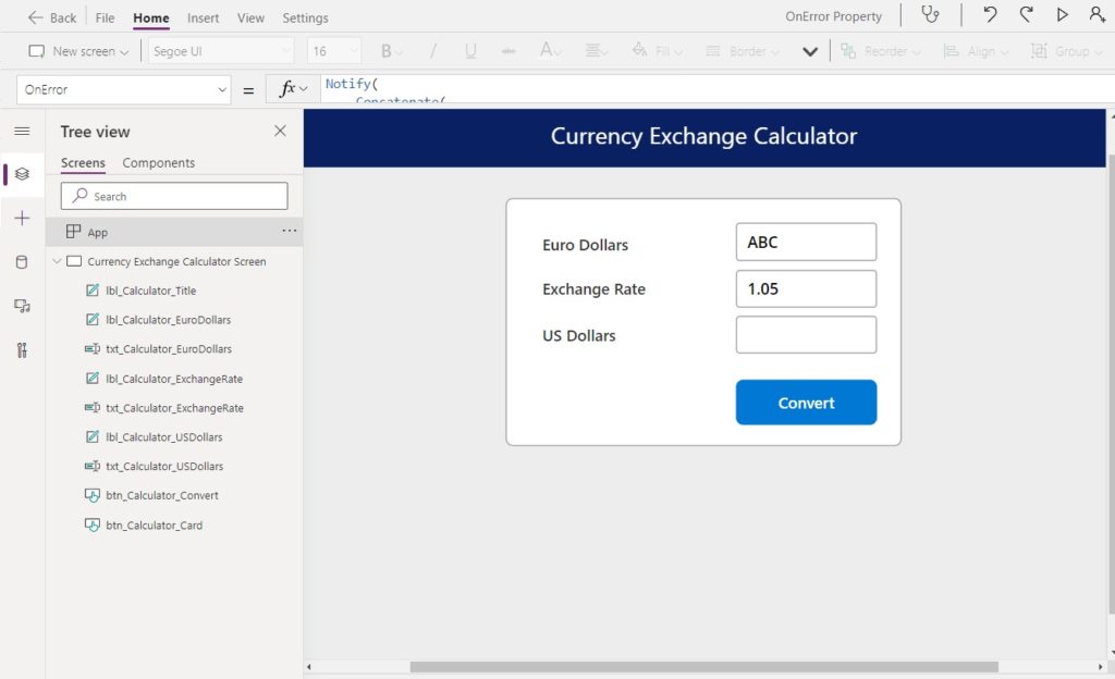 Power Apps OnError Property: Capture & Log Unexpected Errors