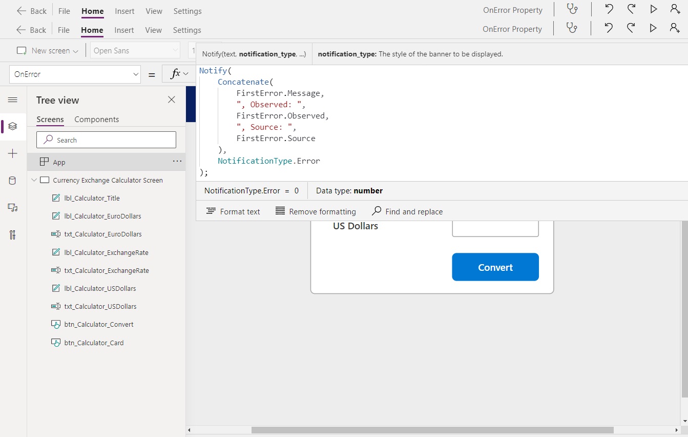 Power Apps Onerror Property Capture And Log Unexpected Errors