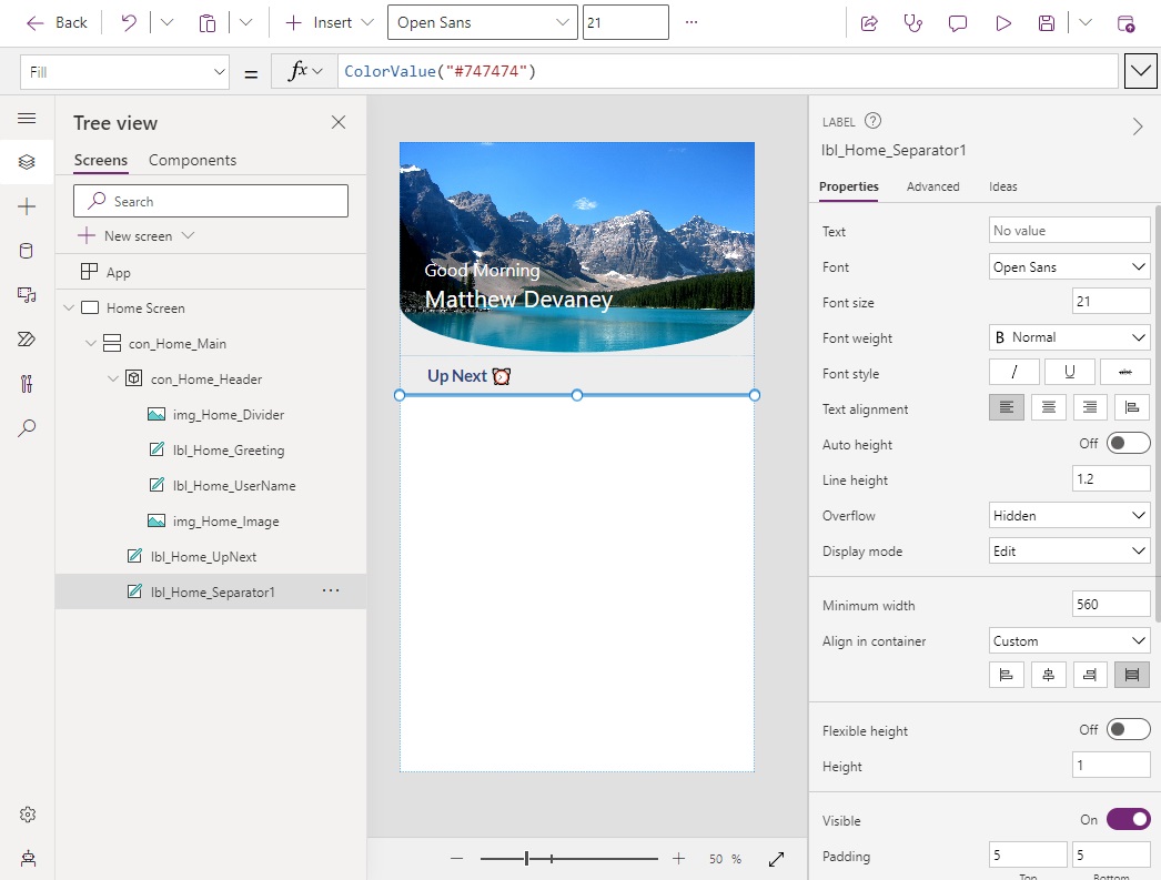 Power Apps Curved Header UI Design For Mobile Apps