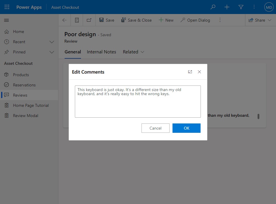 Power Apps Custom Page Modal Dialog For Model-Driven Apps