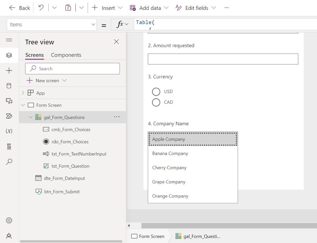 Power Apps Dynamic Forms - Generate Forms From Question List