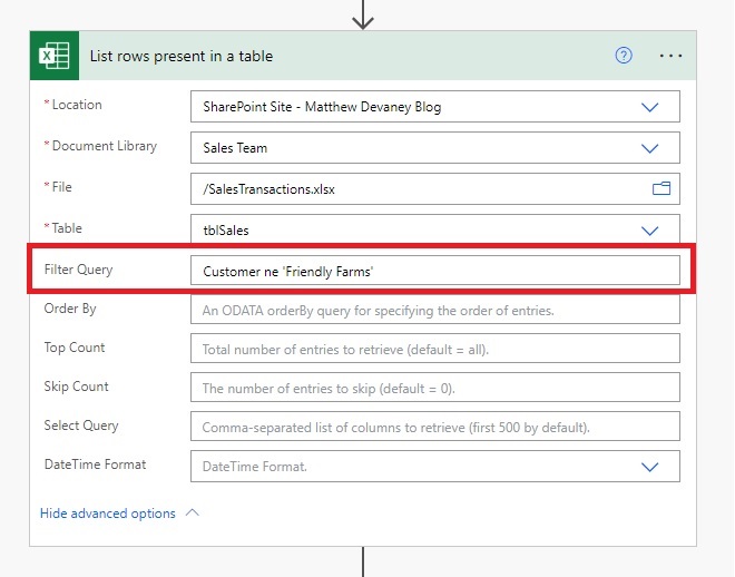 How To Filter Excel Table Rows In Power Automate Text Numbers Dates