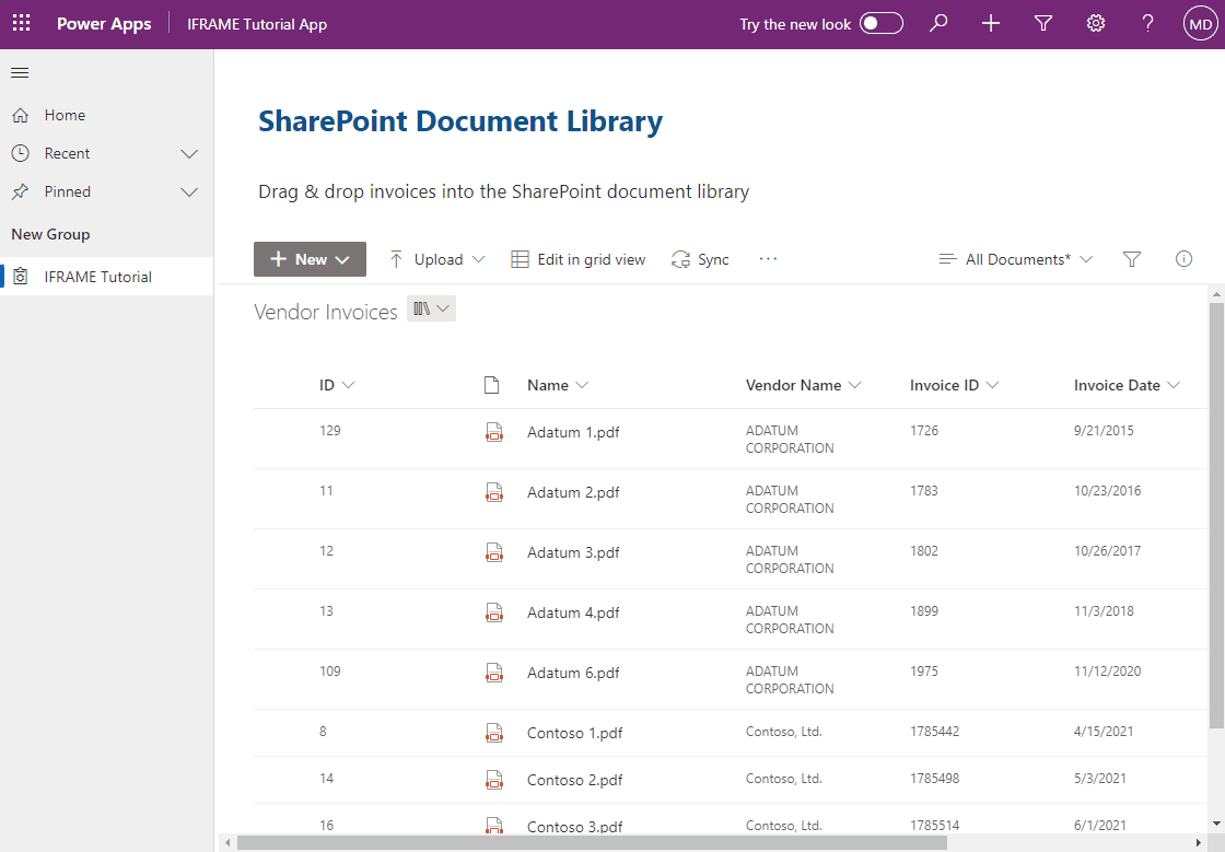 Sharepoint Document Library In A Power Apps Custom Page