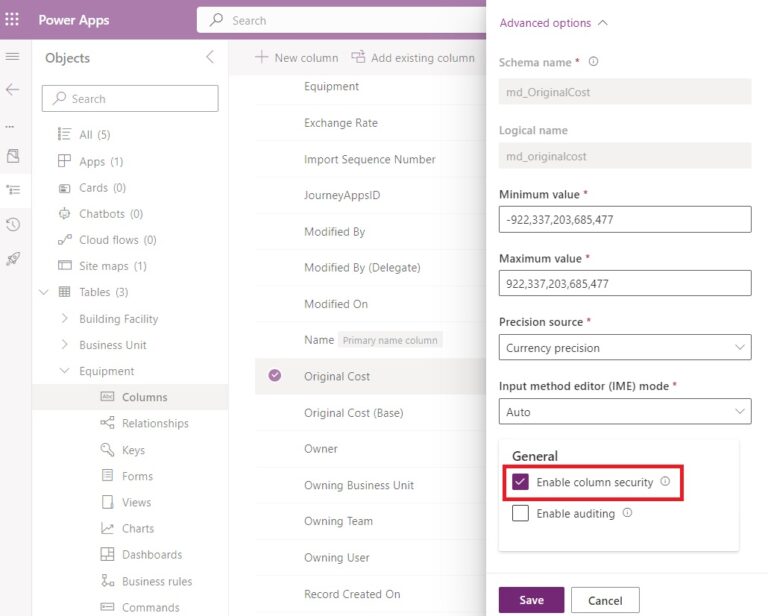 How To Enable Column Level Security In Dataverse