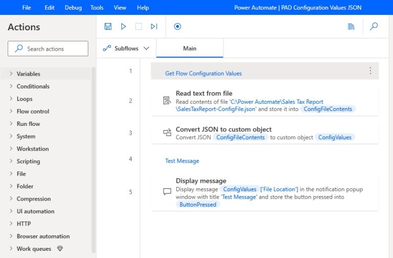 Simplify Flow Settings With A Config File In Power Automate Desktop
